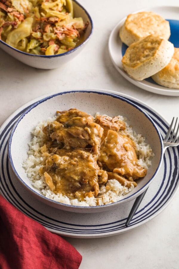 Southern Smothered Chicken Recipe with Gravy and Rice - Cooks with Soul