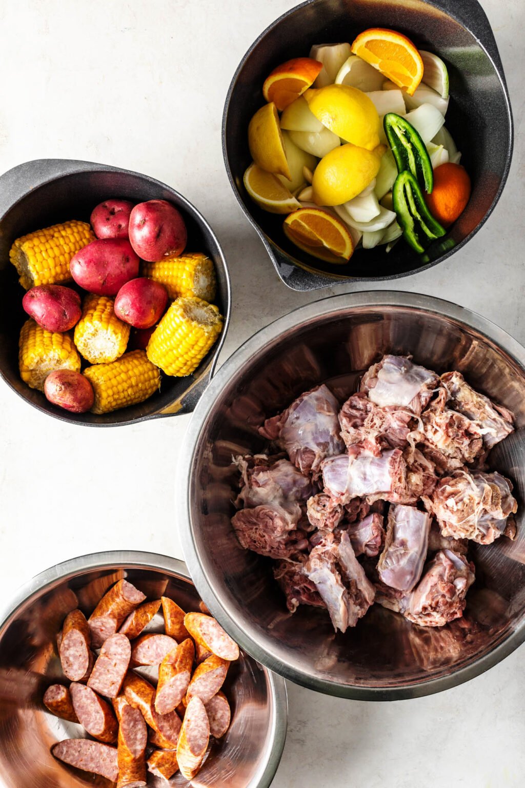 Cajun Turkey Neck Boil with Smoked Sausage, Potatoes, Corn - Cooks with ...