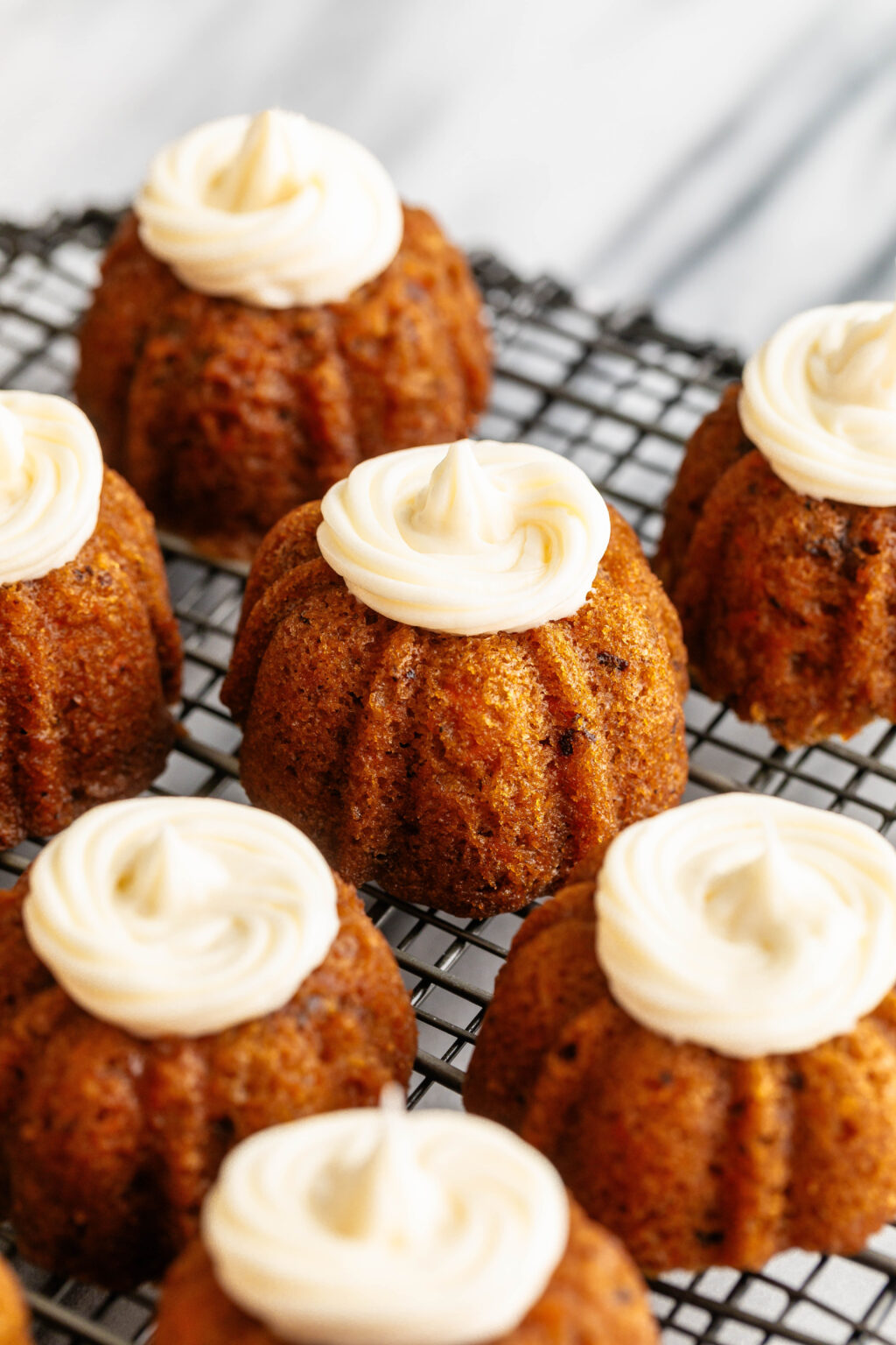 Mini Carrot Cake Bundt Cakes with Walnuts, Cream Cheese Frosting ...
